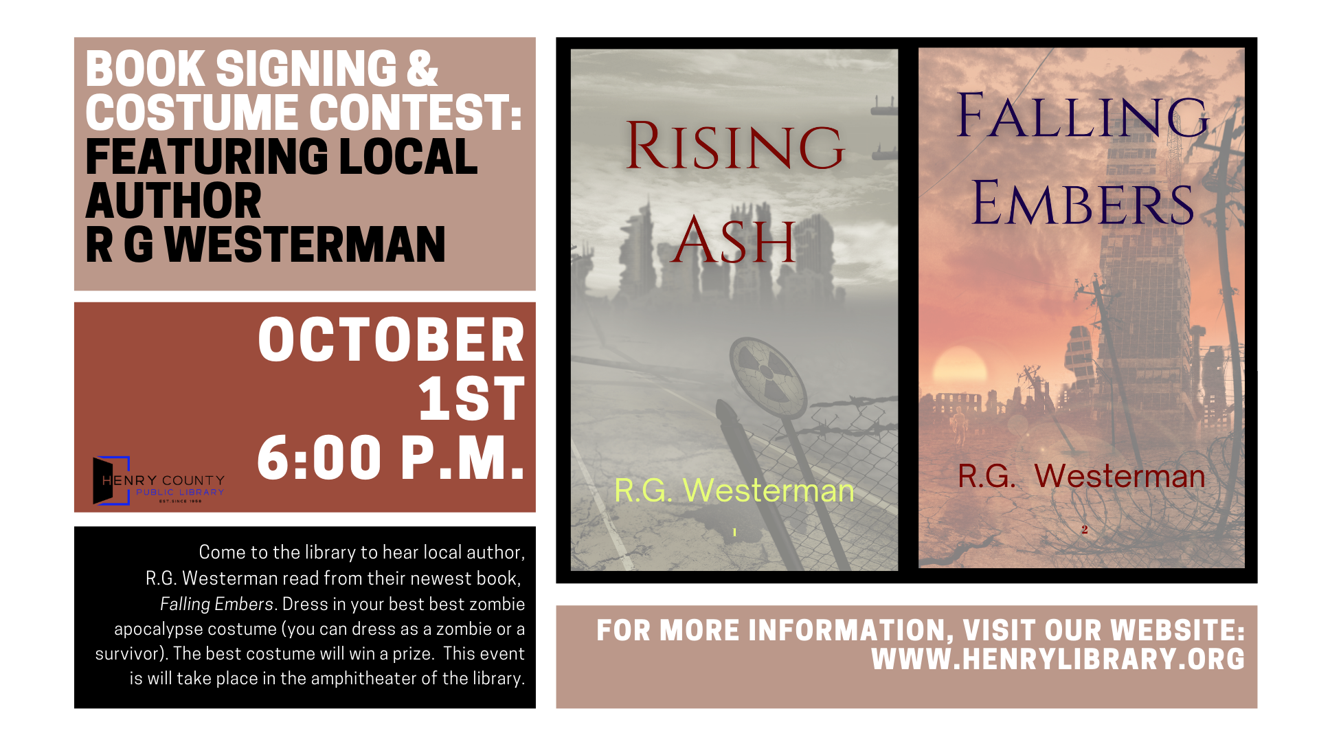 RG Westerman – Book Signing & Costume Contest Fb Cover Size | Henry ...